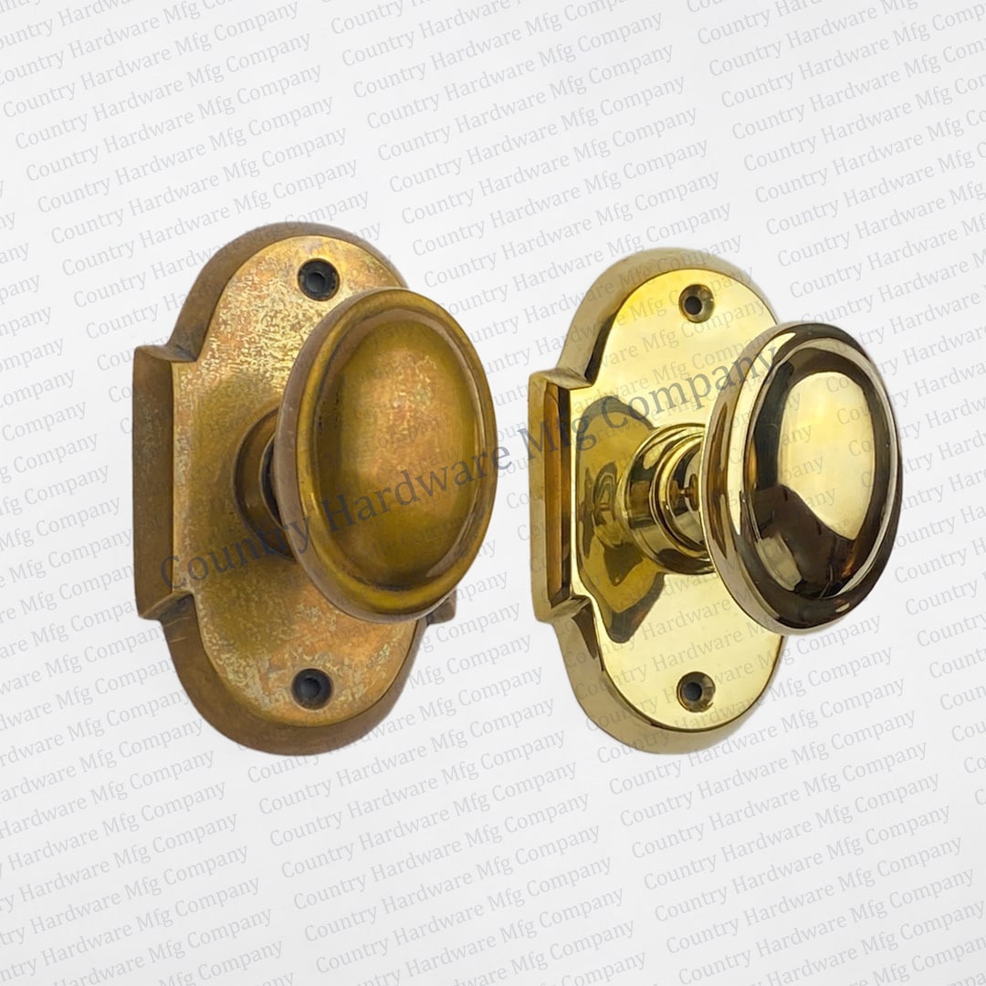 Unlacquered Antique Brass Edwardian Dummy Oval Door Knobs - Etsy