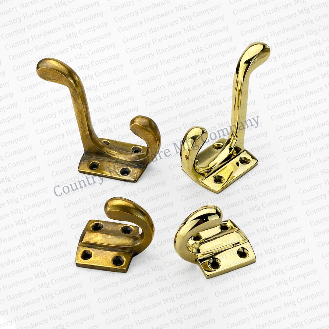 Antique Unlacquered Brass Hooks - Etsy
