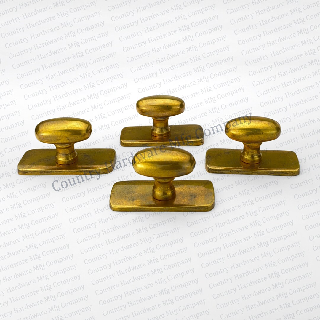 Antique Ellipse Knob With Backplate Unlacquered Brass Pulls - Etsy