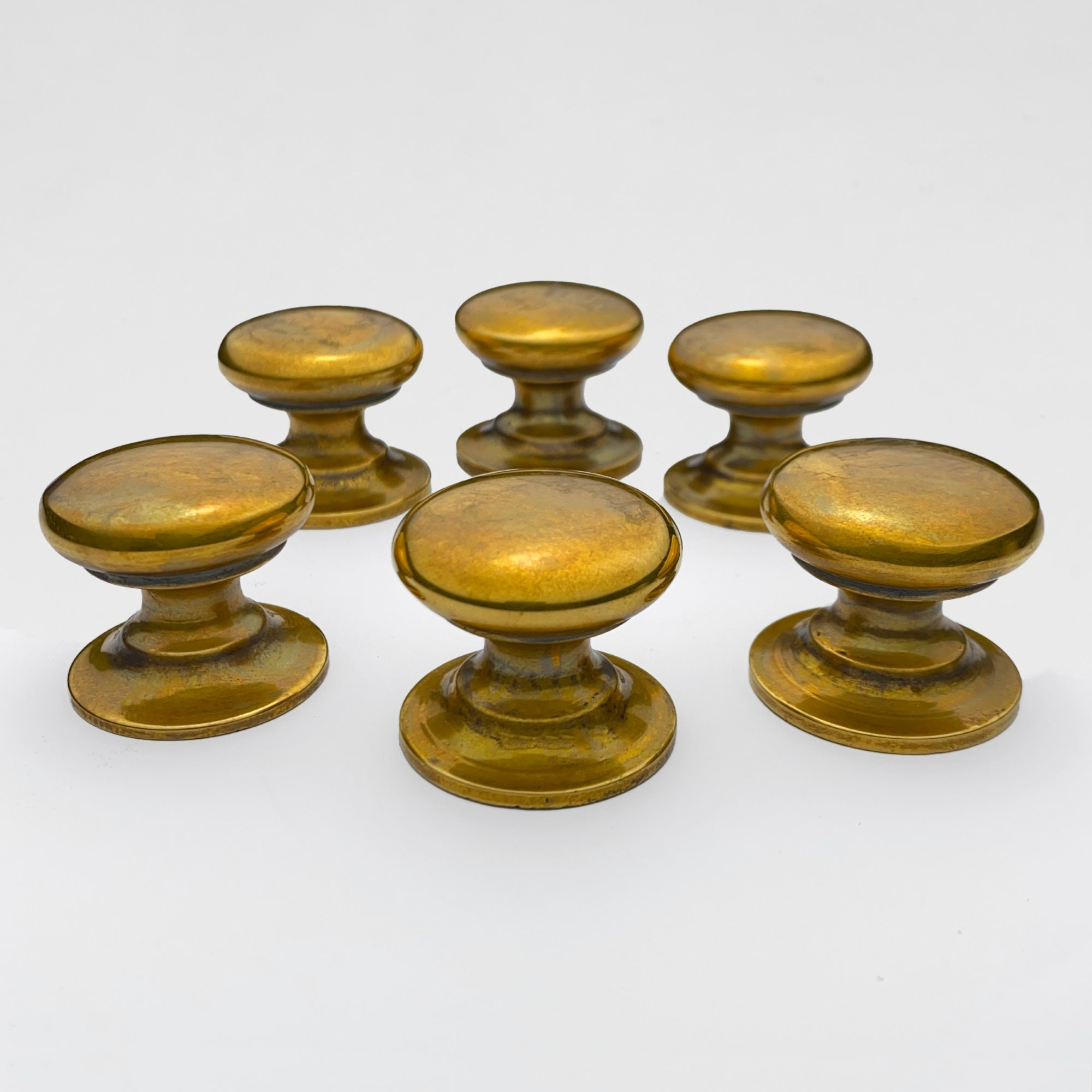 Antique Brass Cabinet Knobs Solid Unlacquered Brass Hardware Etsy
