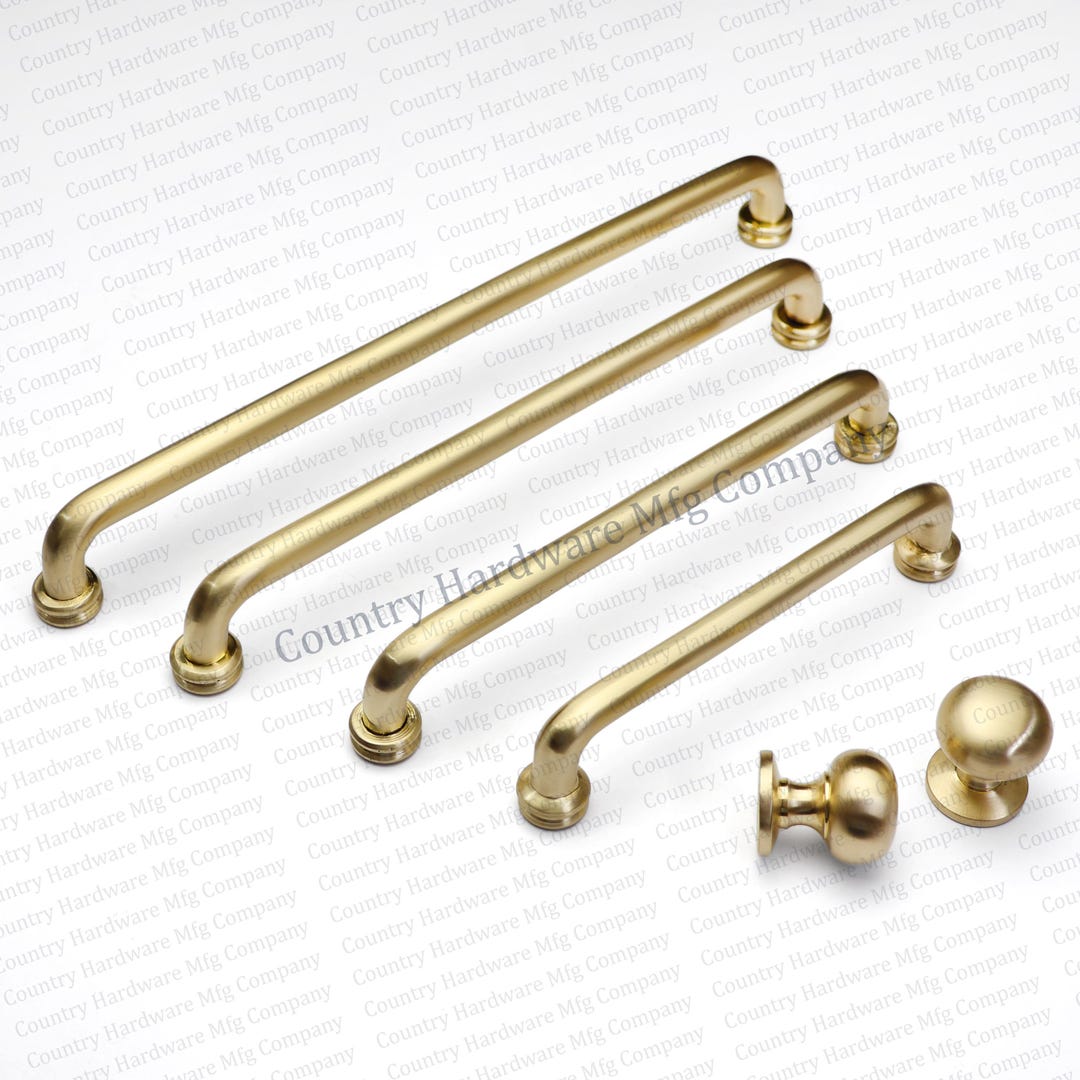 Unlacquered Brass Button Handles - Satin Brass - Etsy