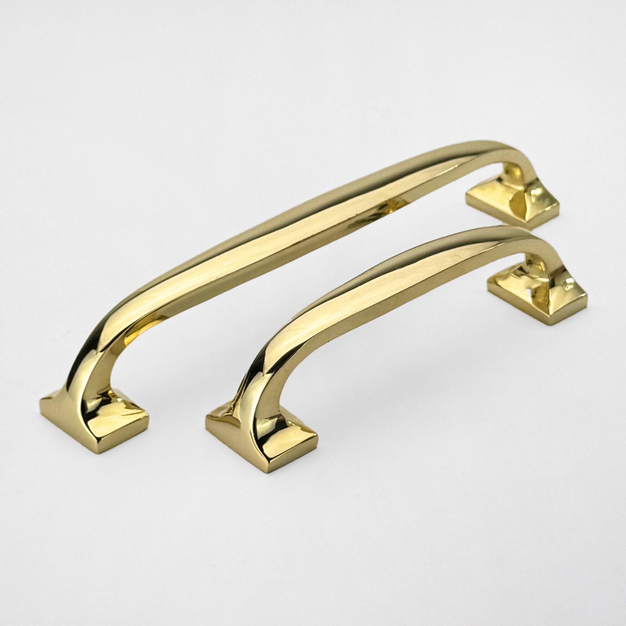 Unlacquered Antique Brass Wedge Handles - Etsy