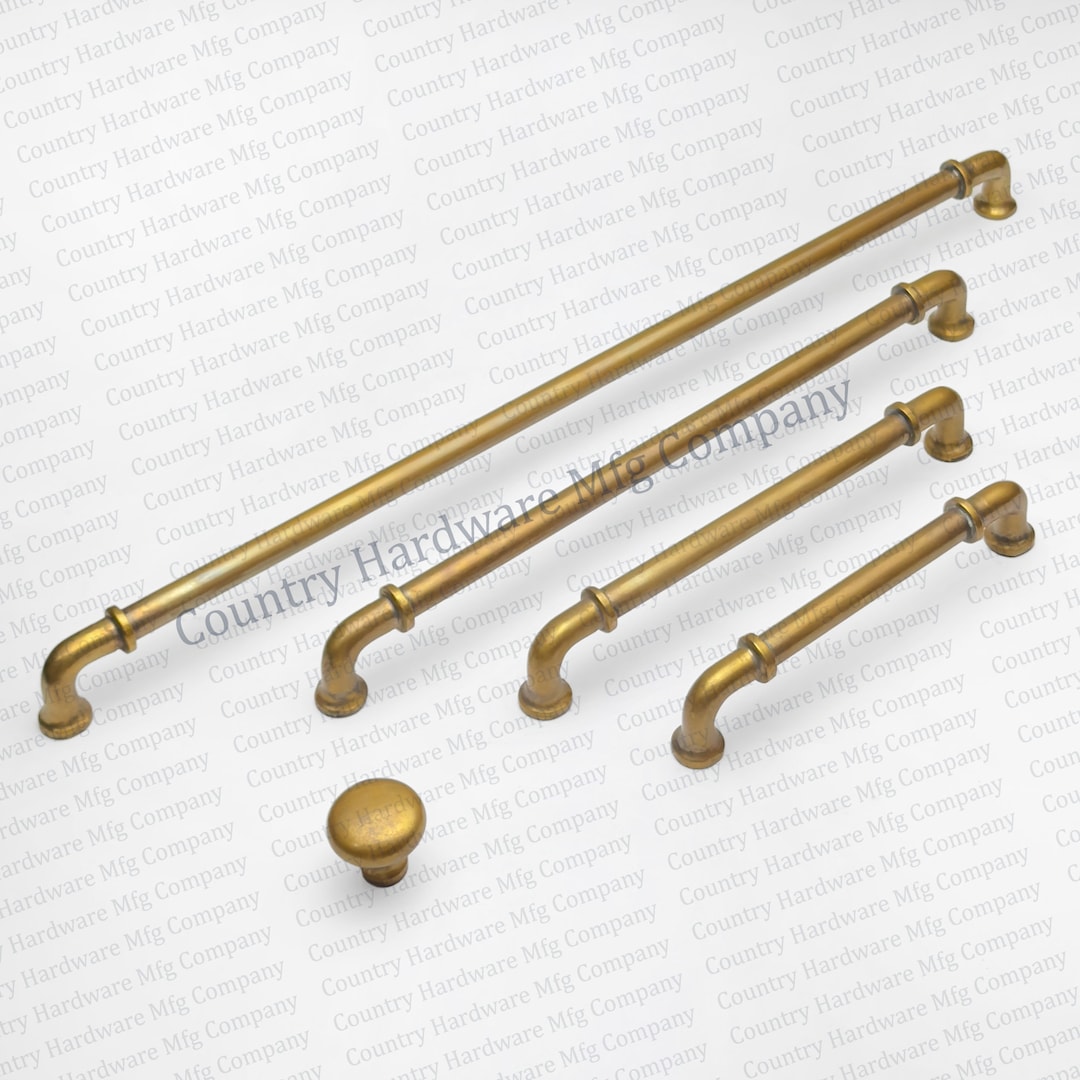 Unlacquered Antique Brass Edge Handles - Etsy