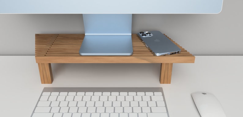 Handmade Wooden Monitor Stand: Japanese Minimalist Desk Riser - Etsy