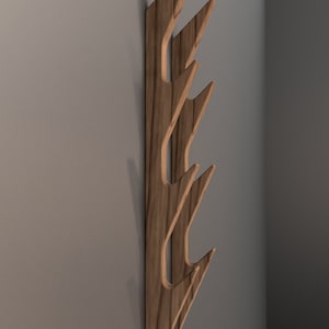 Modern Wood Coat Rack: Wall Mounted Minimalist Hanger, Solid Dark ...