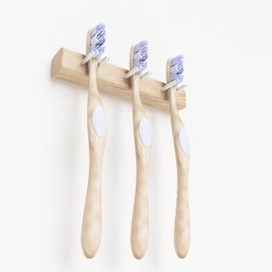 Personalized Oak Wood Toothbrush Holder - Wall Mounted Bathroom ...