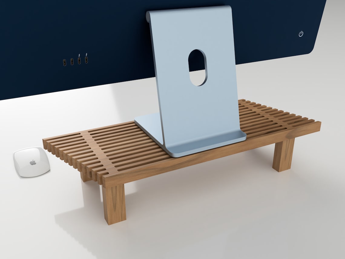 Handmade Wooden Monitor Stand: Japanese Minimalist Desk Riser - Etsy