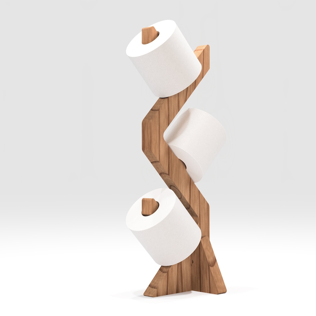 Handmade Wooden Toilet Paper Holder: Modern Minimalist Multiple Roll ...