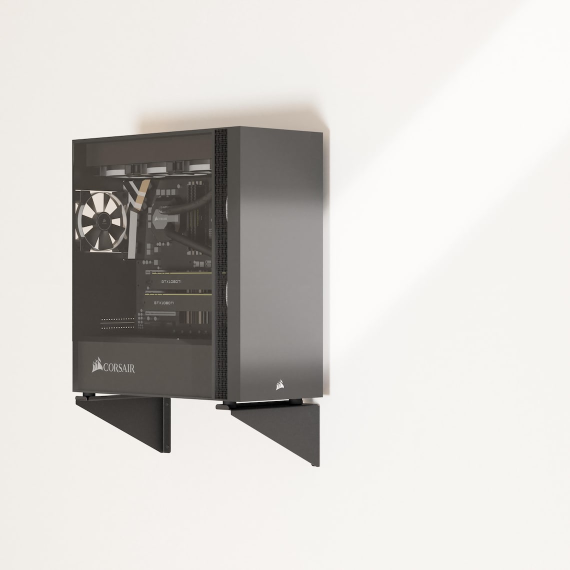 Wall Mount PC Stand Metal Computer Case Shelf - Gaming Rig Holder ...