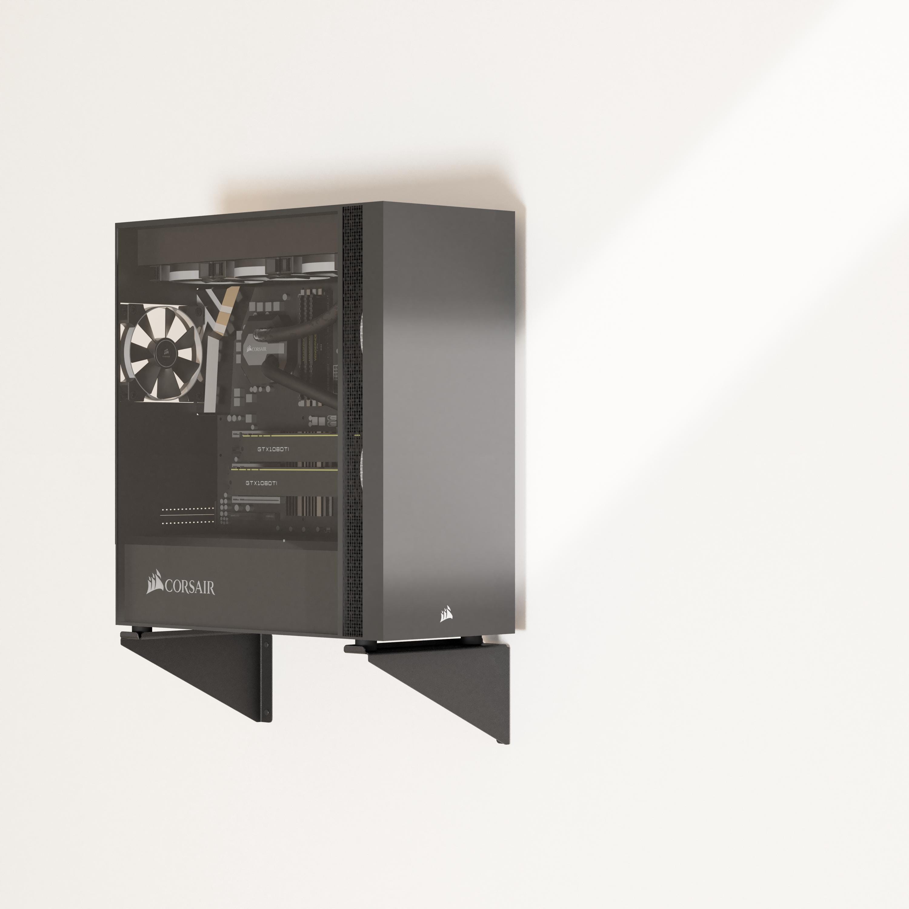 Wall Mount PC Stand Metal Computer Case Shelf - Gaming Rig Holder ...
