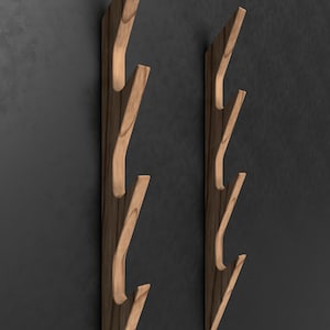 Modern Wood Coat Rack: Wall Mounted Minimalist Hanger, Solid Dark ...