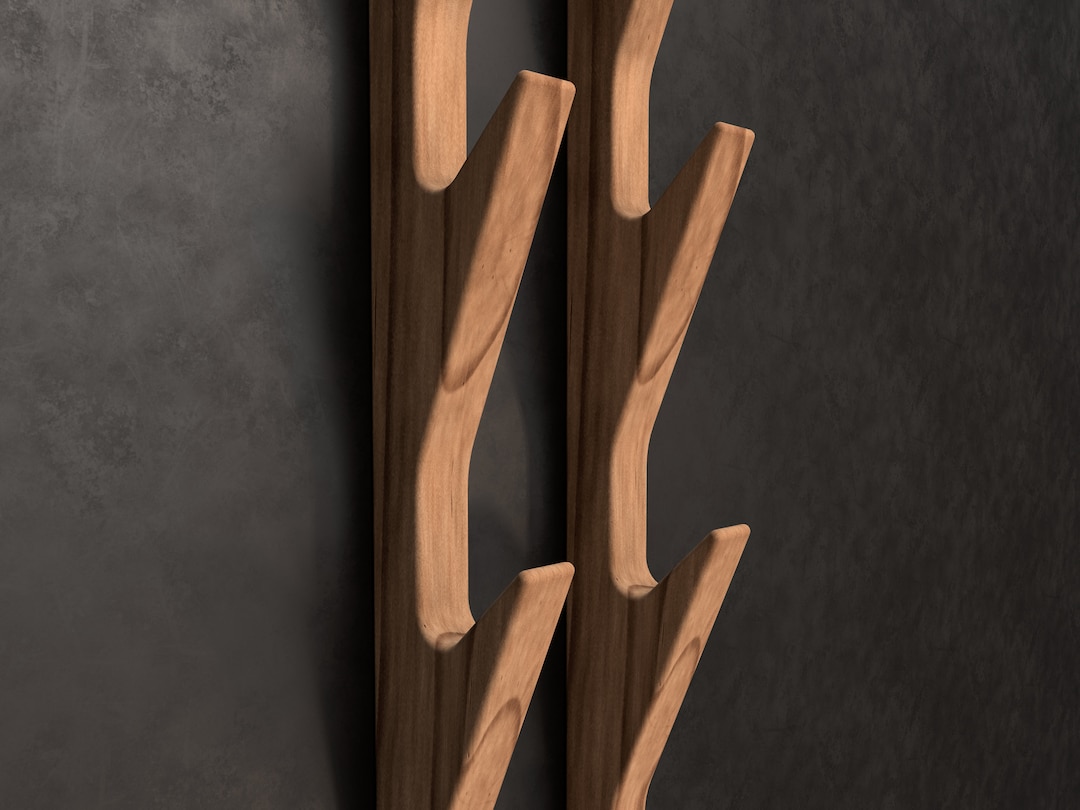Modern Wood Coat Rack: Wall Mounted Minimalist Hanger, Solid Dark ...