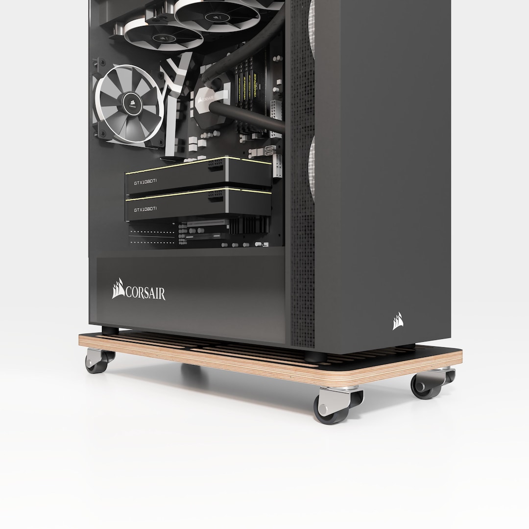Rolling PC Tower Stand With Cooling Vents: Laminated Plywood Riser - Etsy