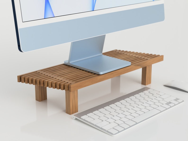 Handmade Wooden Monitor Stand: Japanese Minimalist Desk Riser - Etsy