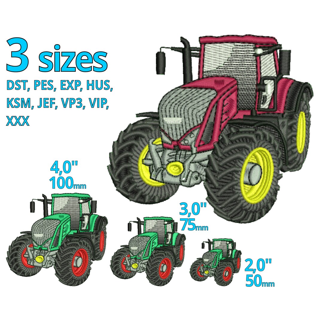 Tractor Farm Machine Embroidery File 3 Sizes - Tiny Tractor Embroidery ...