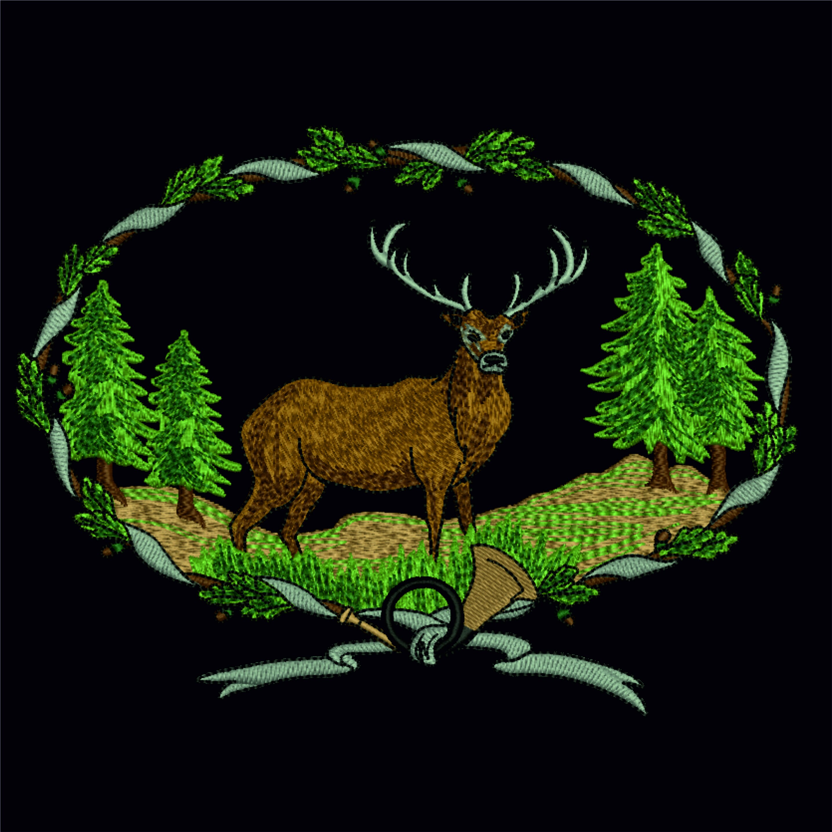 Deer Embroidery Design - 3 Sizes Animal Kingdom Deer in the Wood ...