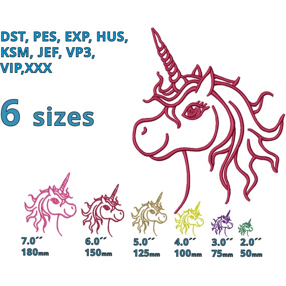 Cute Unicorn Head Embroidery Design 6 Sizes Girls Birthday - Etsy