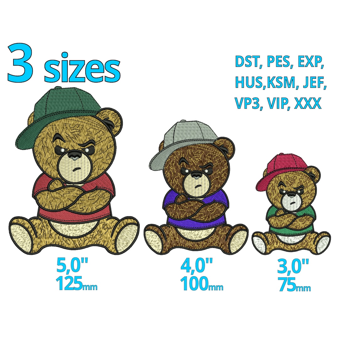 Sulking Teddy Bear Embroidery Design 3 Sizes -pouting Teddy Bear Man ...