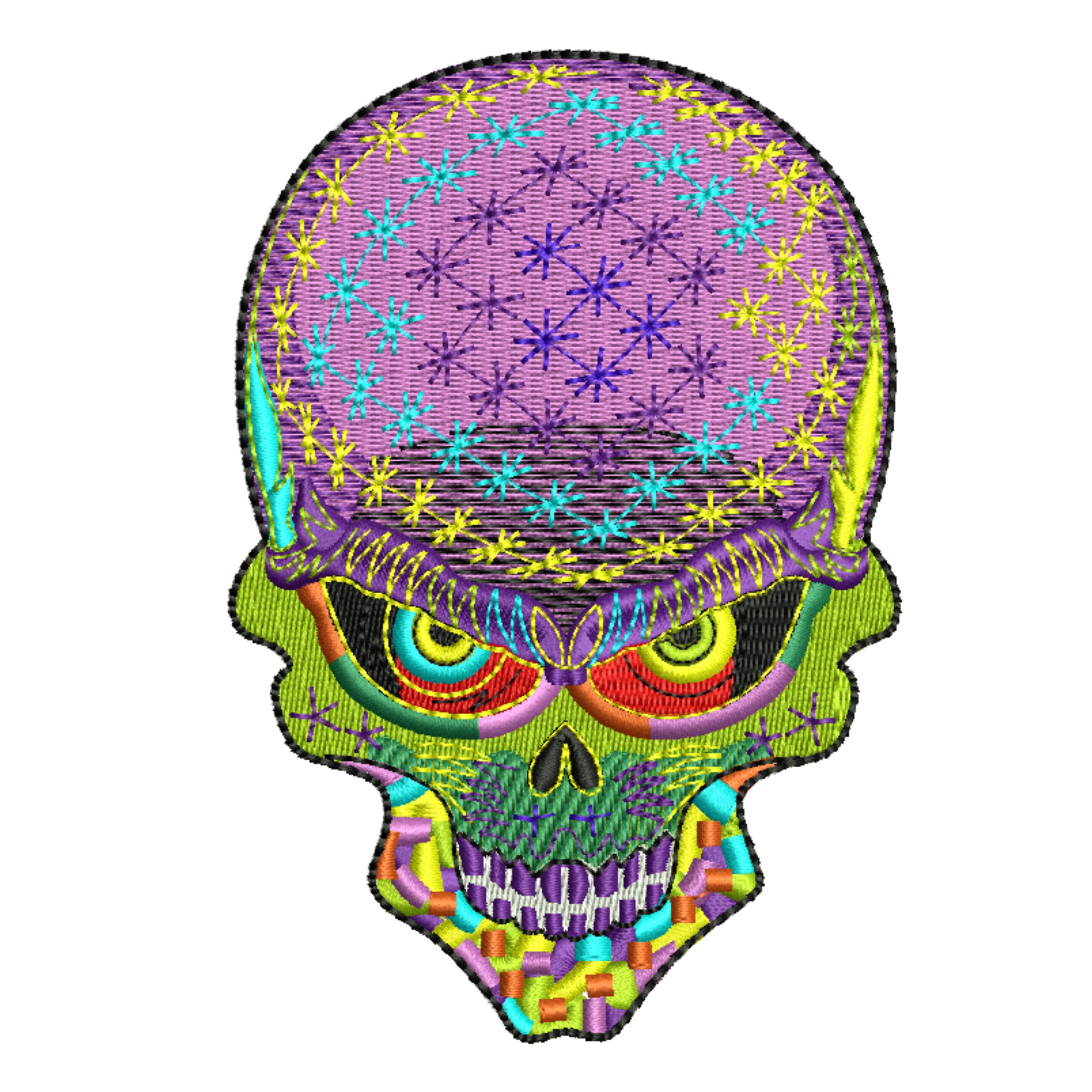 Skull Head Embroidery Design - Mexican La Catrina 3 Sizes Psychedelic ...