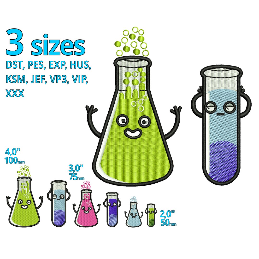 Science Embroidery Design 3 Sizes- Chemestry Glas Machine Embroidery ...