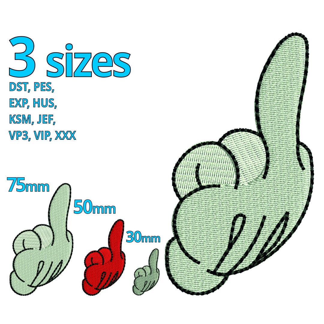 Comic Finger Embroidery Design 2 Sizes - Middlefinger Machine ...