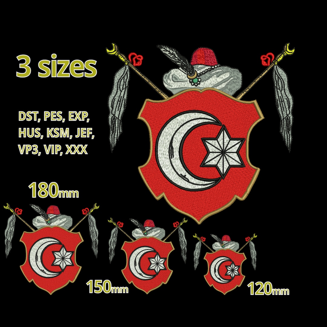 Turkey Embroidery Design - 3 Sizes - DYNASTIY Tughra Coat of Arms ...