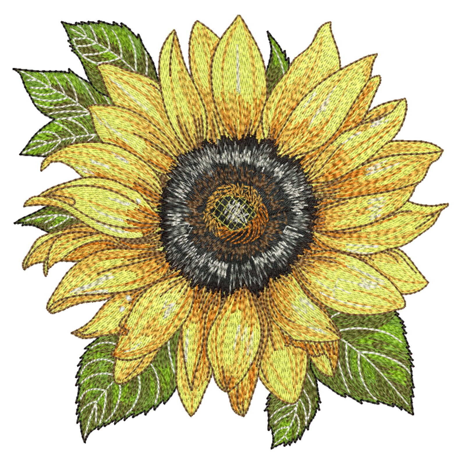 Sunflower Embroidery Design 3 Sizes Colorful Blossom Flower Machine ...