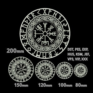 Viking Compass Embroidery Design 5 Sizes - VEGVISIR Machine Embroidery ...