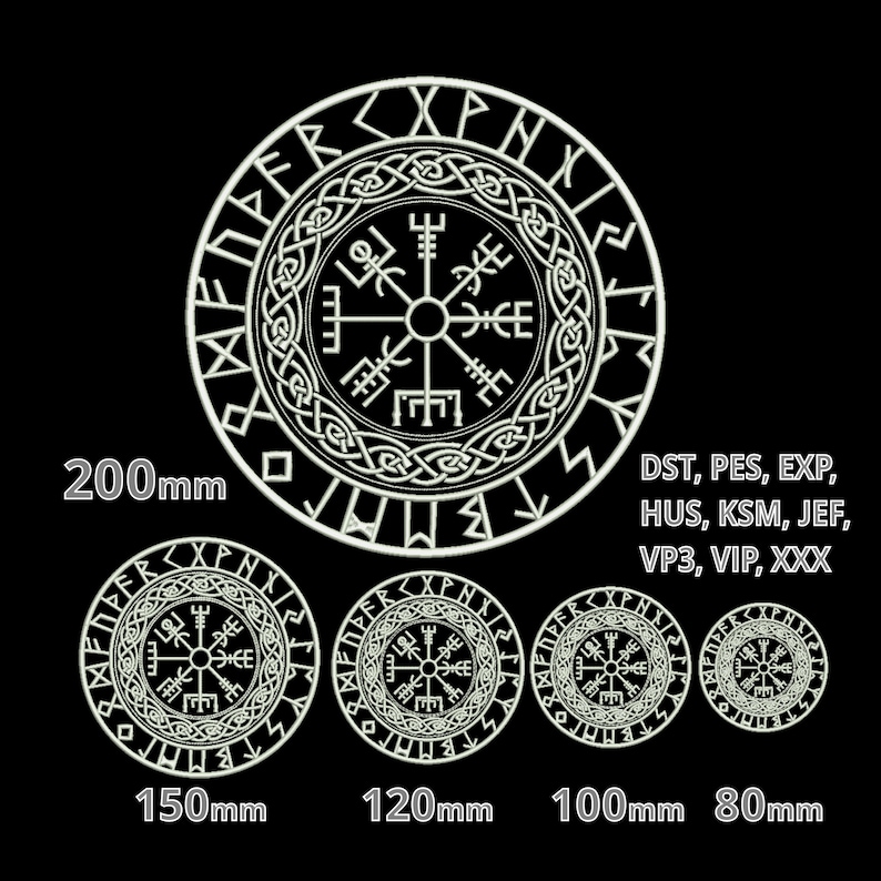 Viking Compass Embroidery Design 5 Sizes VEGVISIR Machine | Etsy