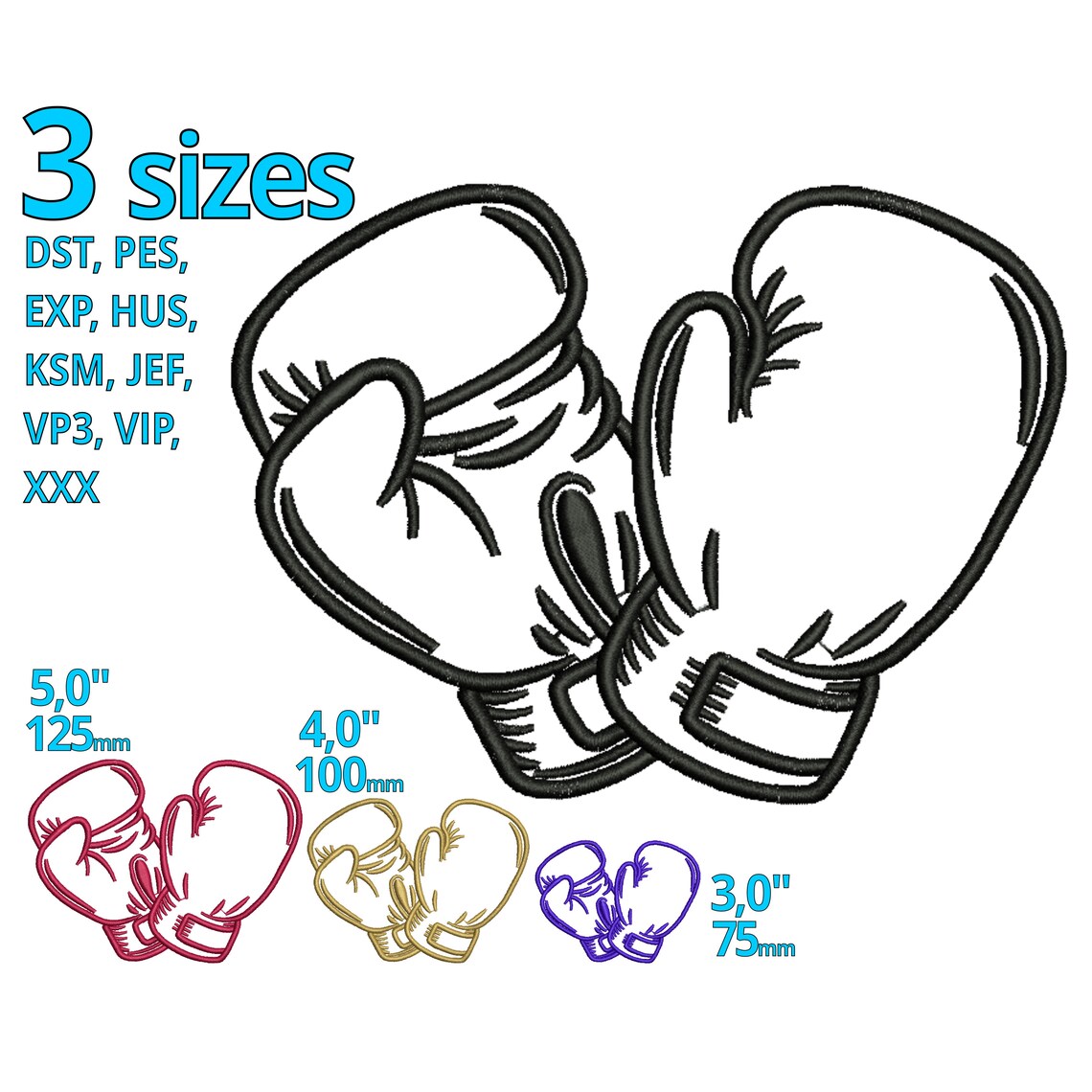 Boxing Gloves Embroidery Design Boxer Machine Embroidery - Etsy