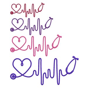 Stethoscope Embroidery Design Heart Beat | 4 Sizes | Machine Embroidery ...