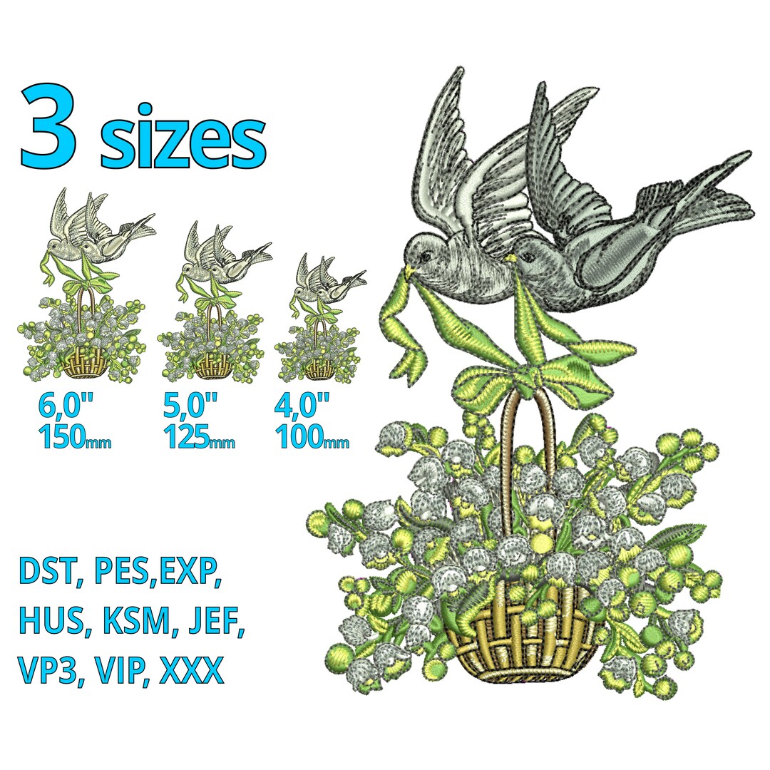 Lily of the Valley Embroidery Design 3 Sizes- Real Turtle Doves Machine ...