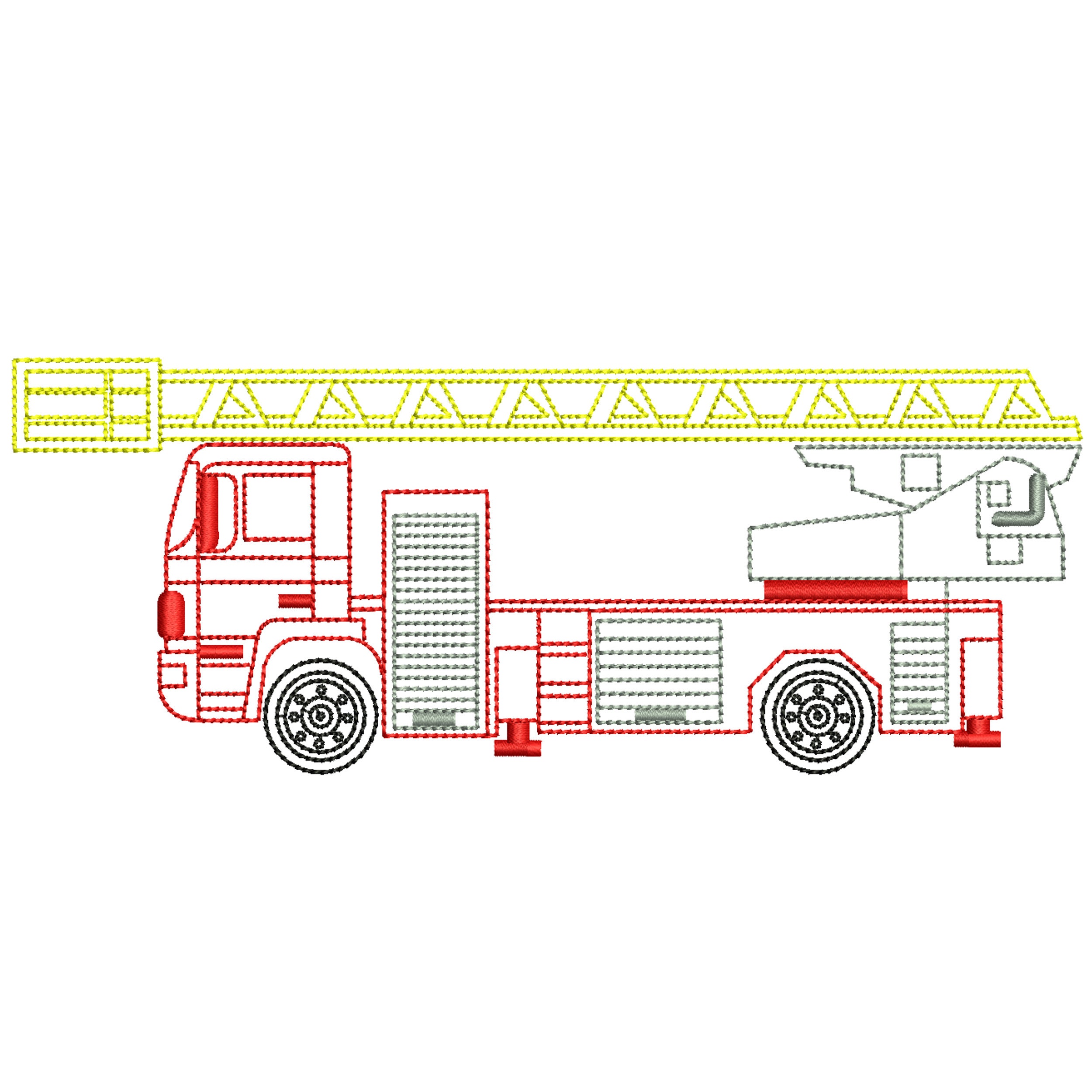 Fire Truck Embroidery Design 7 Sizes - Fire Fighter Embroidery File ...
