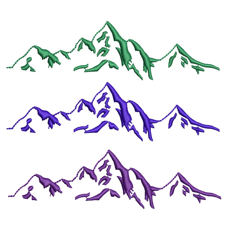 Mountains Embroidery Design: Alpin Skyline Silhouette (4 Sizes ...