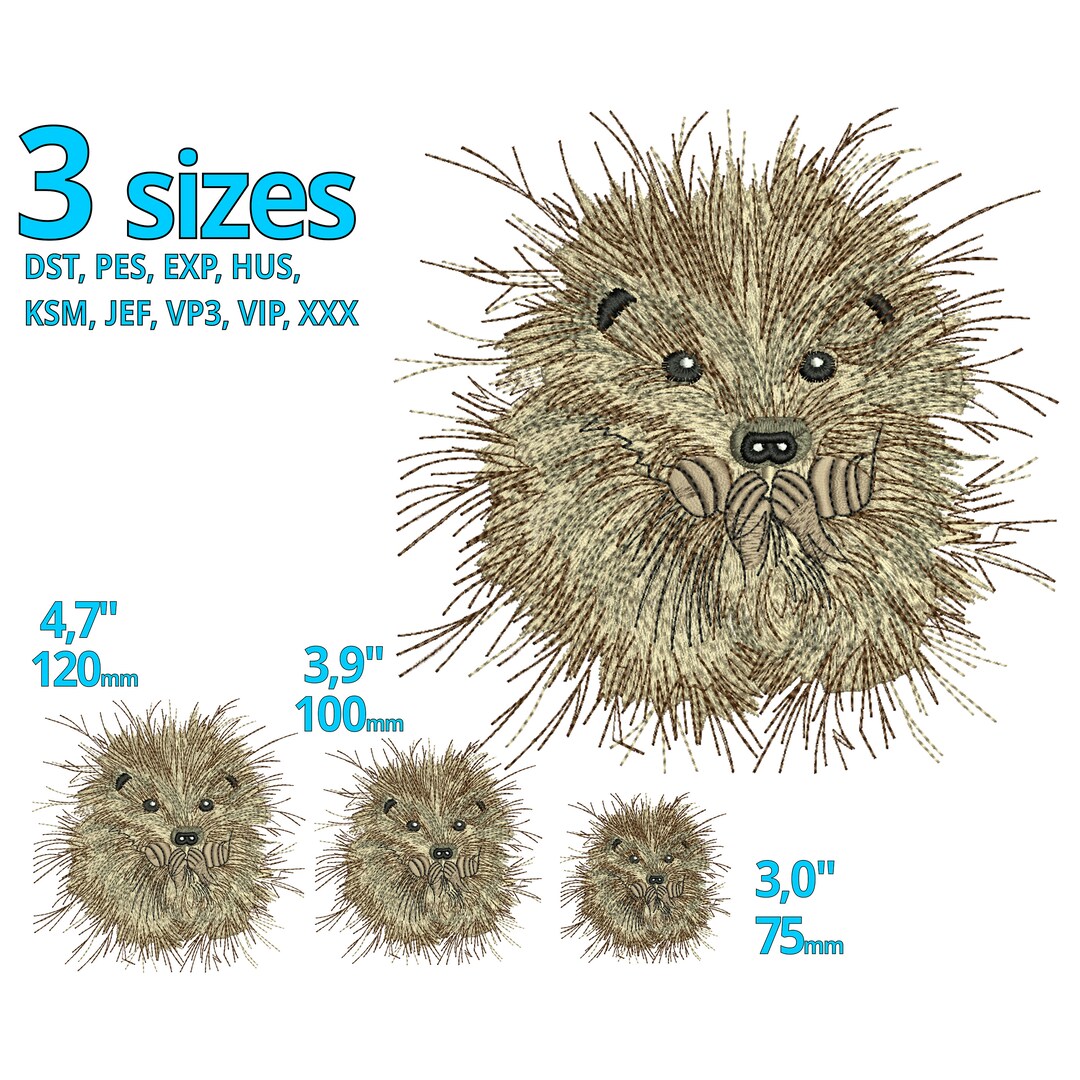 Hedgehog Embroidery Design - Cute Baby Hedgehog Forest Animals Machine ...