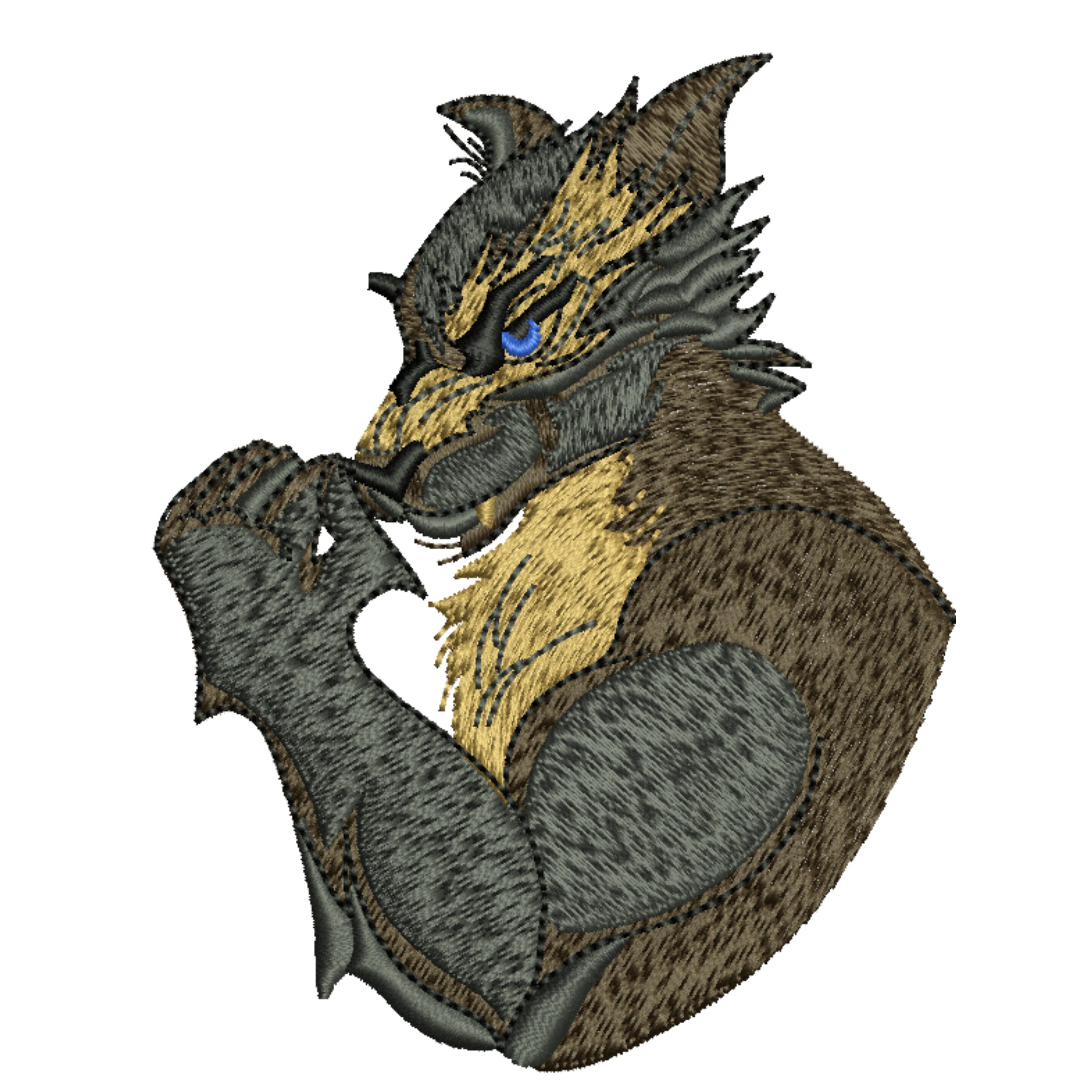 Body Builder Muscle Wolf Embroidery Design - Fitness Gym Machine ...