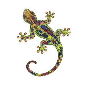 Gecko Embroidery Design Lizard Machine Embroidery File Psychedelic ...