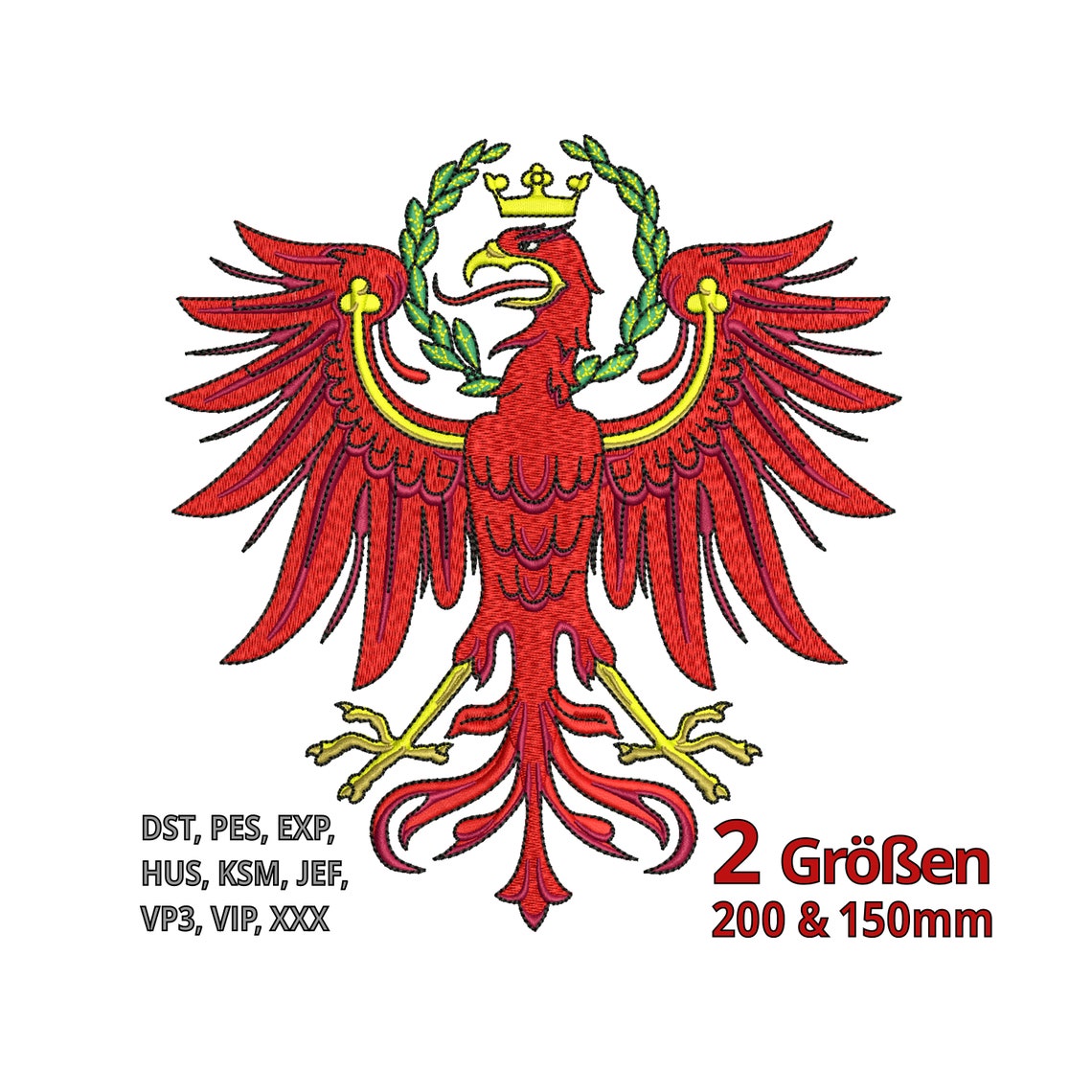 Stickdatei TIROLER Adler Wappen 2 Größen Sofort Download | Etsy