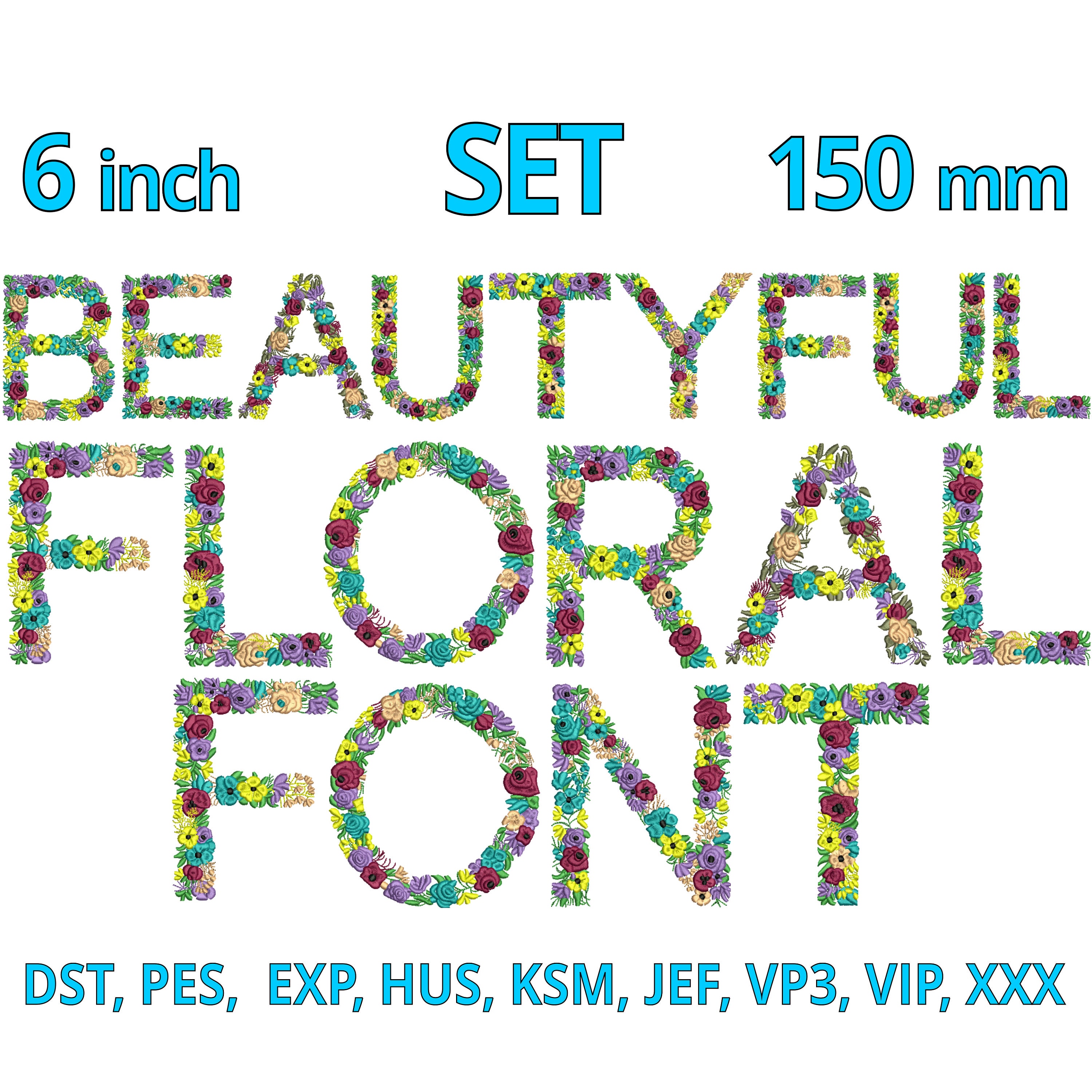 Alphabet Floral Machine Embroidery Font File 6inch 150mm | Etsy