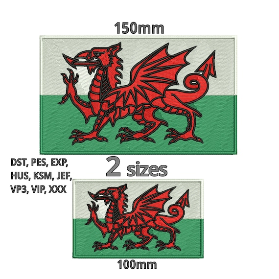 WALES Flag Embroidery Design Scotland Dragon Banner England | Etsy
