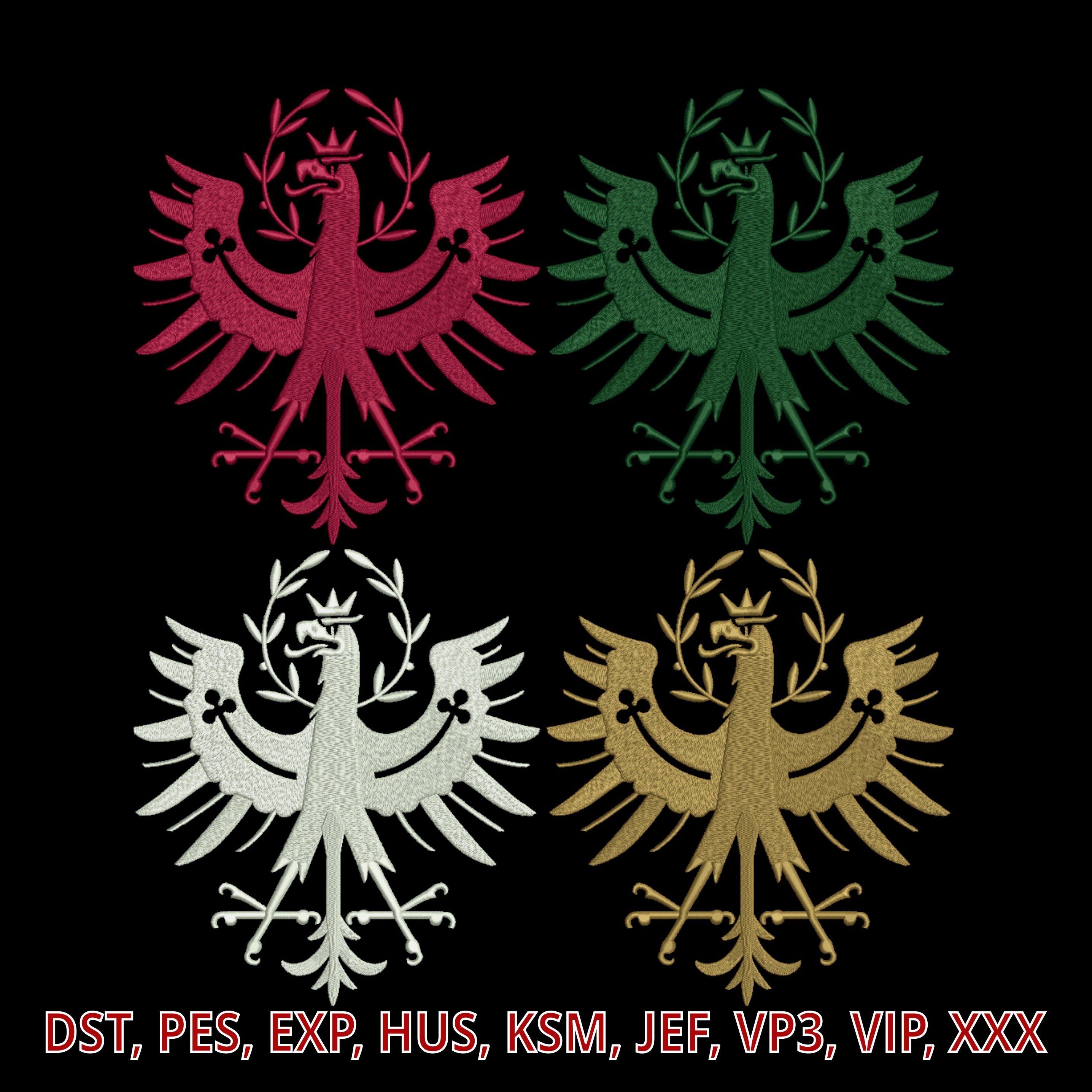 Stickdatei TIROL Adler 3D Effekt Wappen 3 Größen - Sofort Download ...