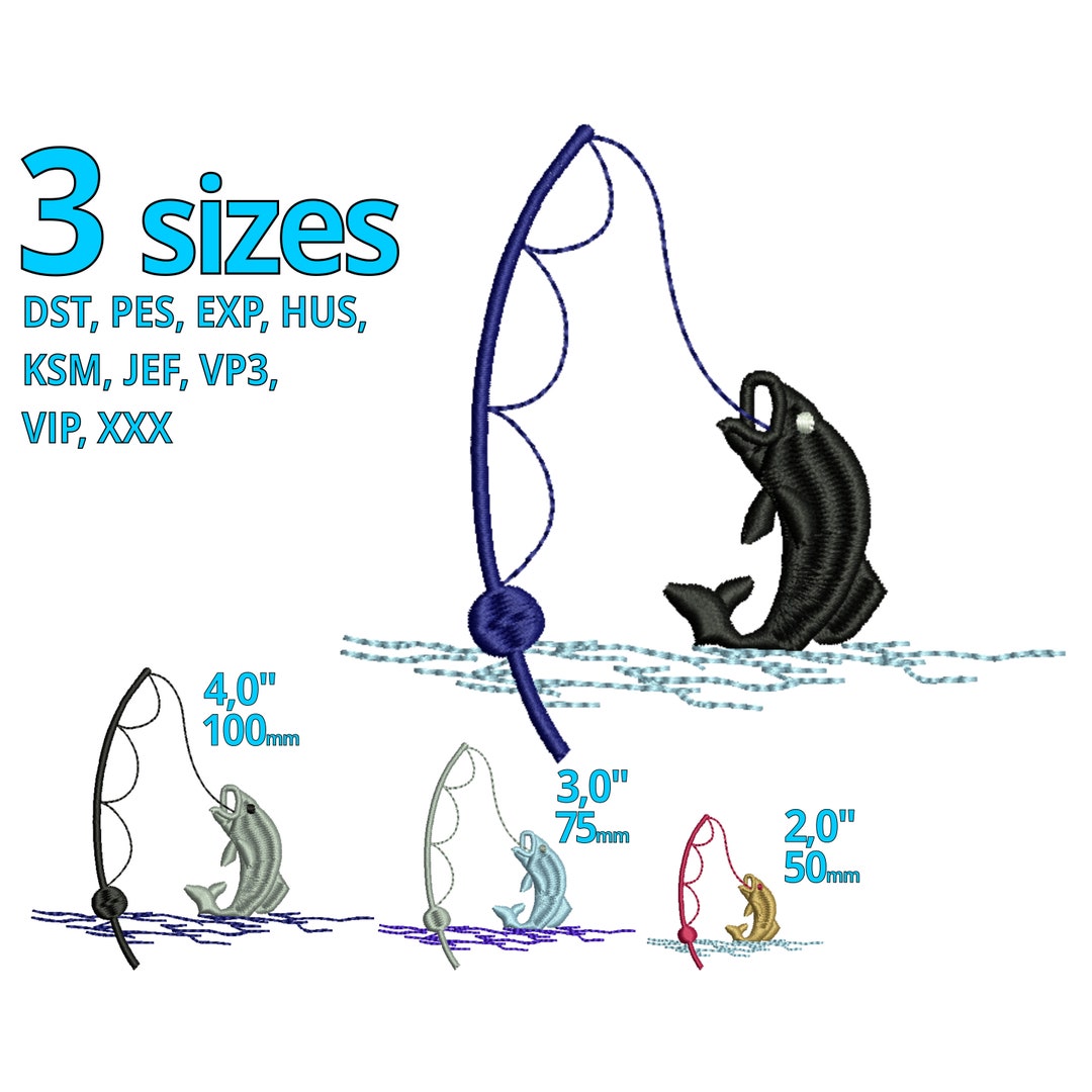 Sport Fishing Embroidery Designs | 3 Sizes | Catch a Fish Machine ...