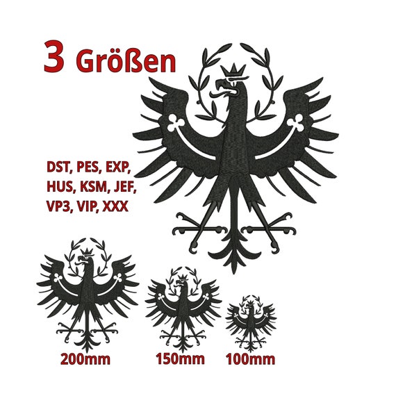 Stickdatei TIROL Adler 3D Effekt Wappen 3 Größen Sofort | Etsy