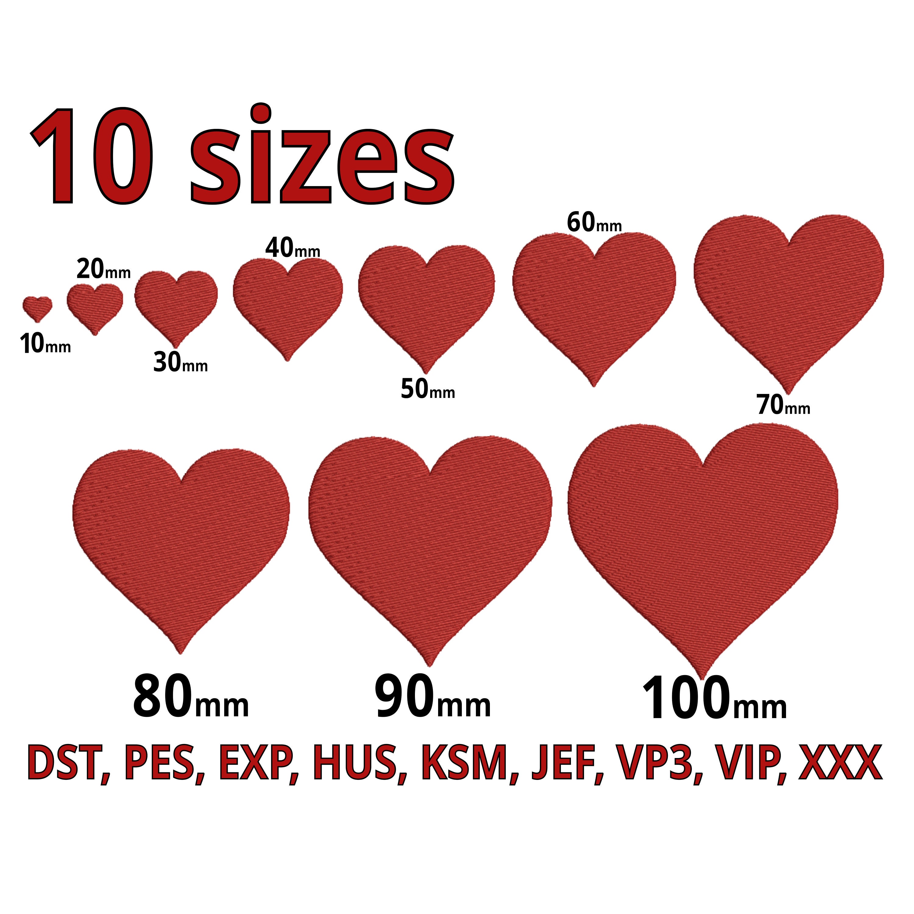 Hearts Embroidery Design 10 Sizes -fillstich Mini Red Heart Symbol ...