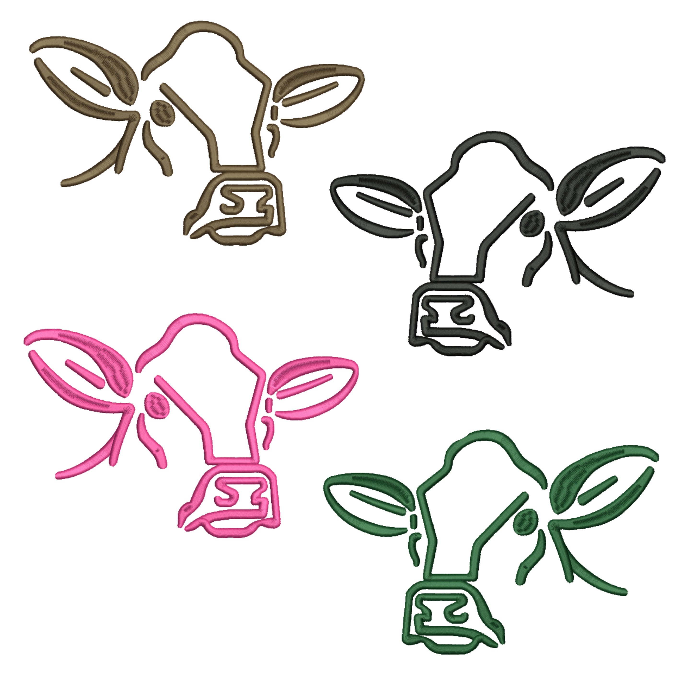 Cow Embroidery Design 7 Sizes Simple Cow Head Machine - Etsy UK