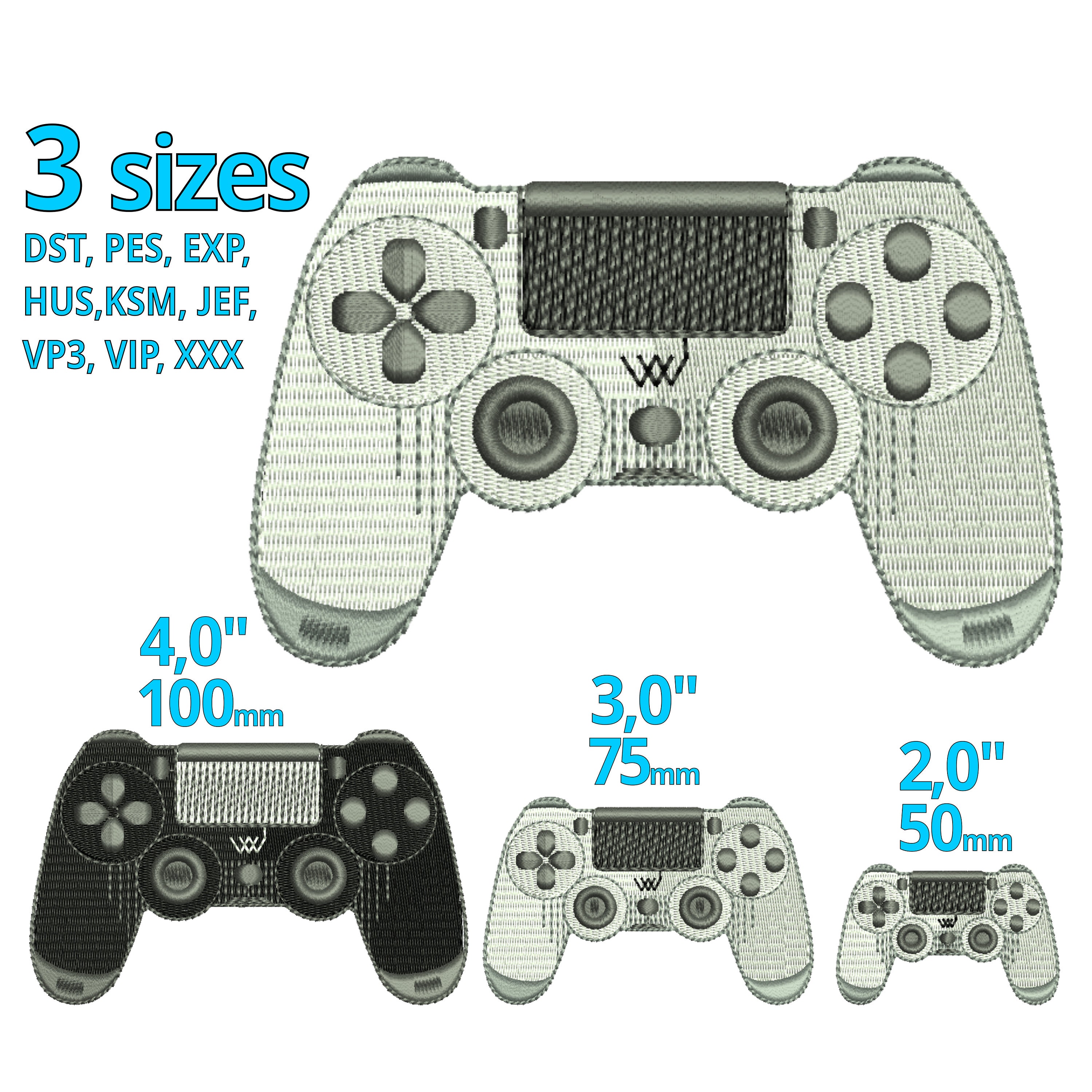 PS5 Controler Embroidery Design 3 Sizes - Pro Gaming Machine Embroidery ...