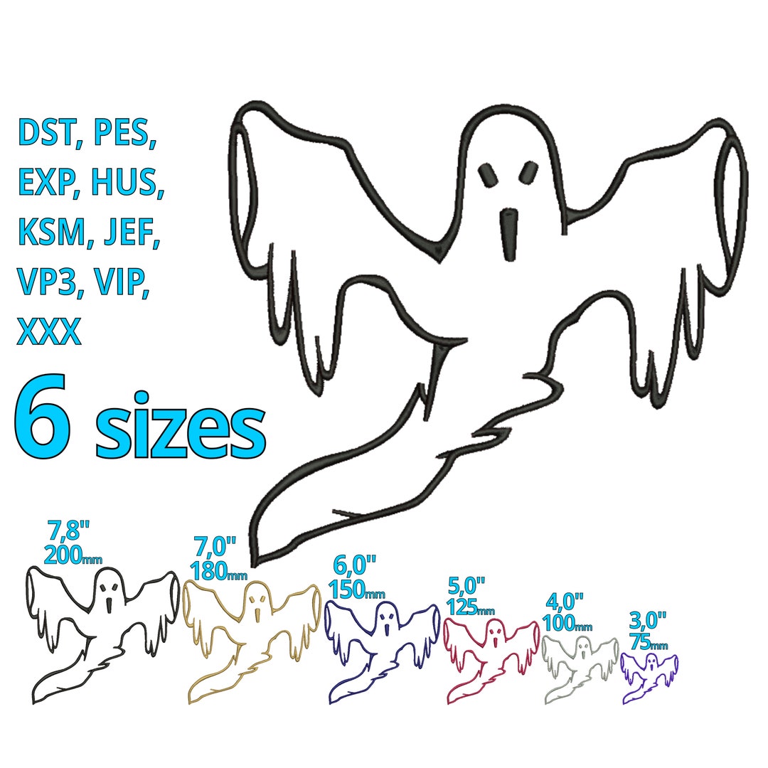 Ghost Embroidery Design | Halloween Machine Embroidery File | Flying ...