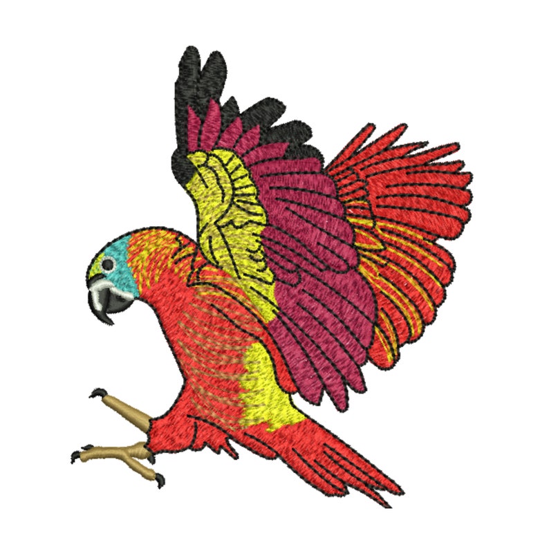 Parrot Embroidery Design - 3 Sizes -tropical Fyling Bird Parrots ...