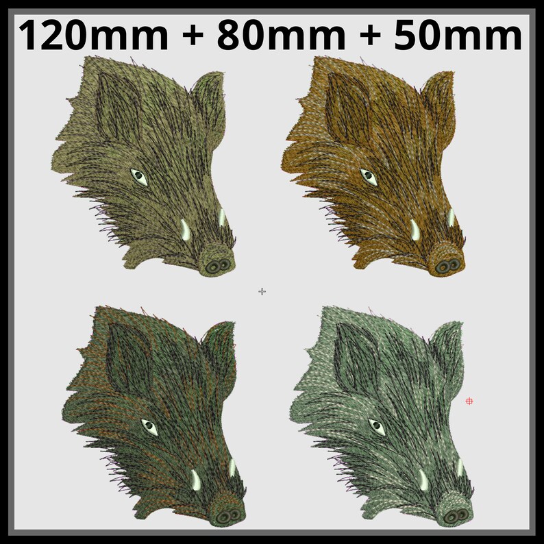 WILDHOG Embroidery Design 3 Sizes REAL Wild Hog Head Machine Embroidery ...