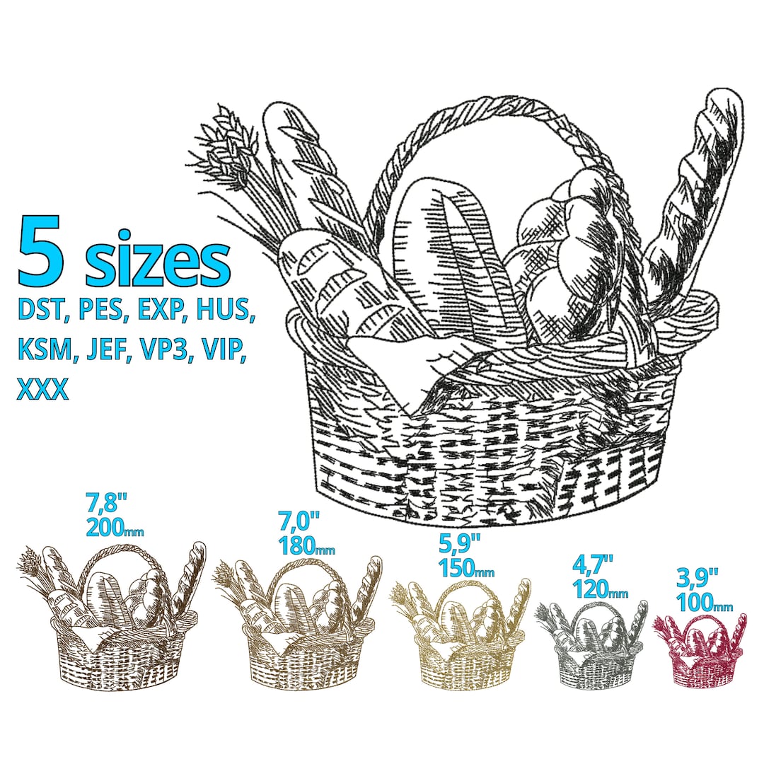 Bread Basket Embroidery Design 5 Sizes- Homemade Bread Machine ...
